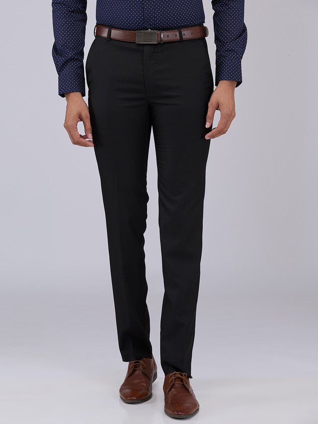 Raymond Men Black Slim Fit Solid Trouser – MyRaymond