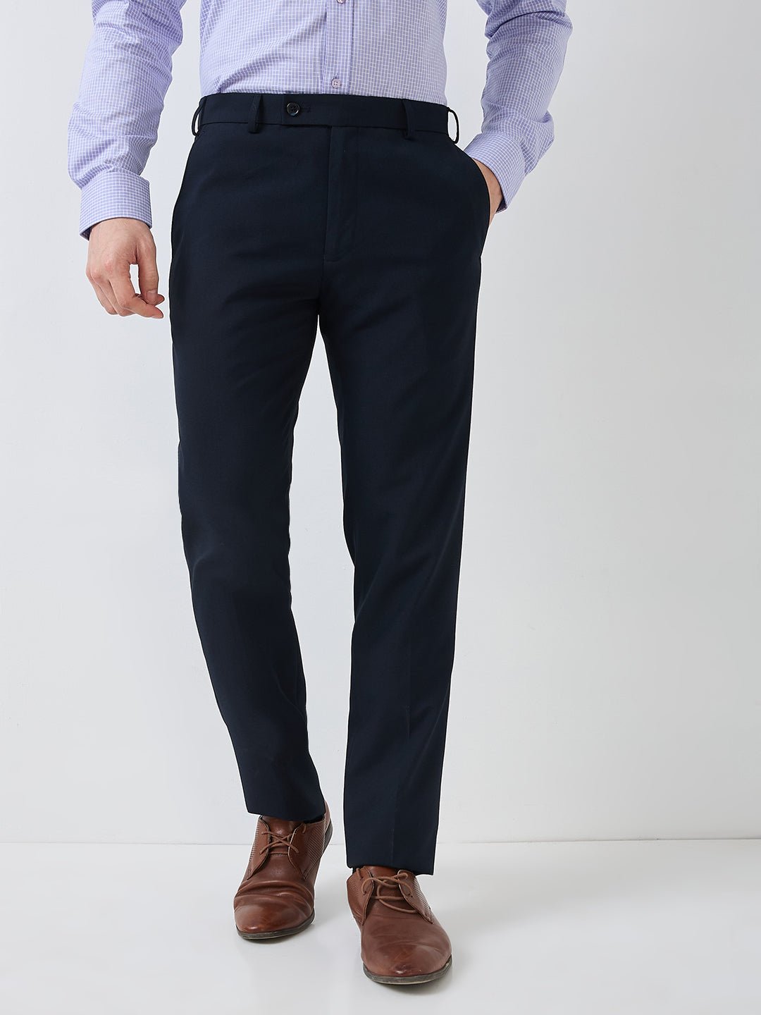 Raymond Men Blue Slim Fit Solid Trouser – MyRaymond