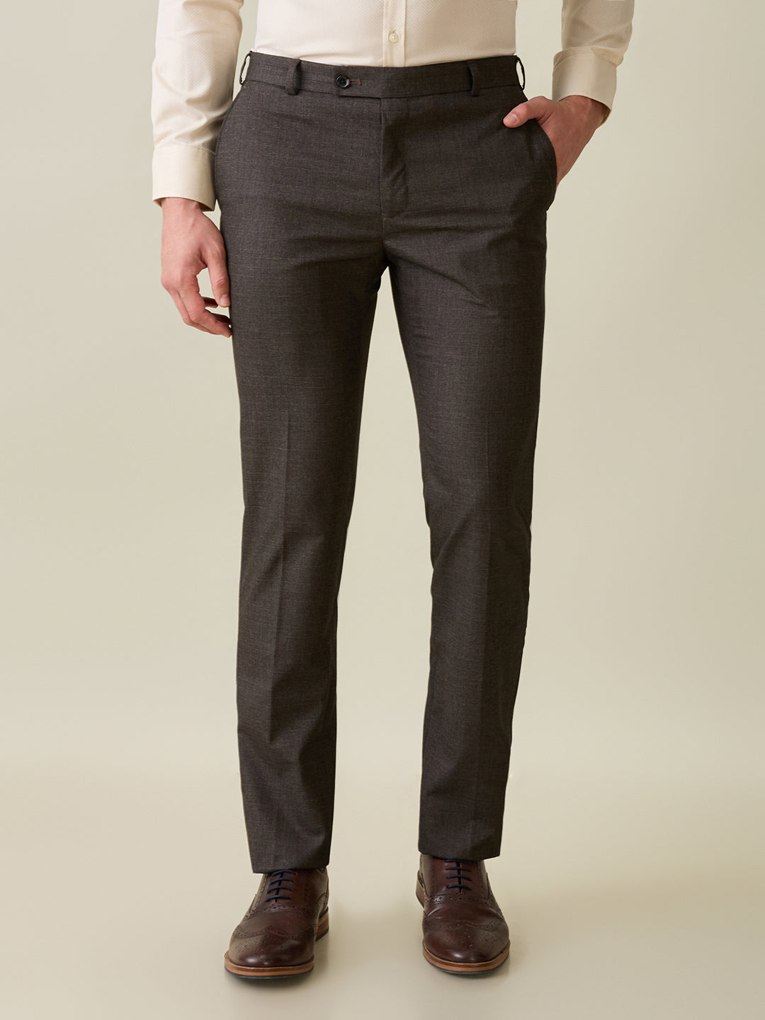 Raymond Men Brown Slim Fit Checks Trouser – MyRaymond