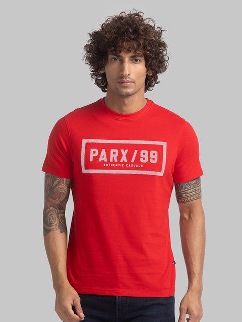 Parx Men Red Regular Fit Graphic Round Neck T-Shirt – MyRaymond