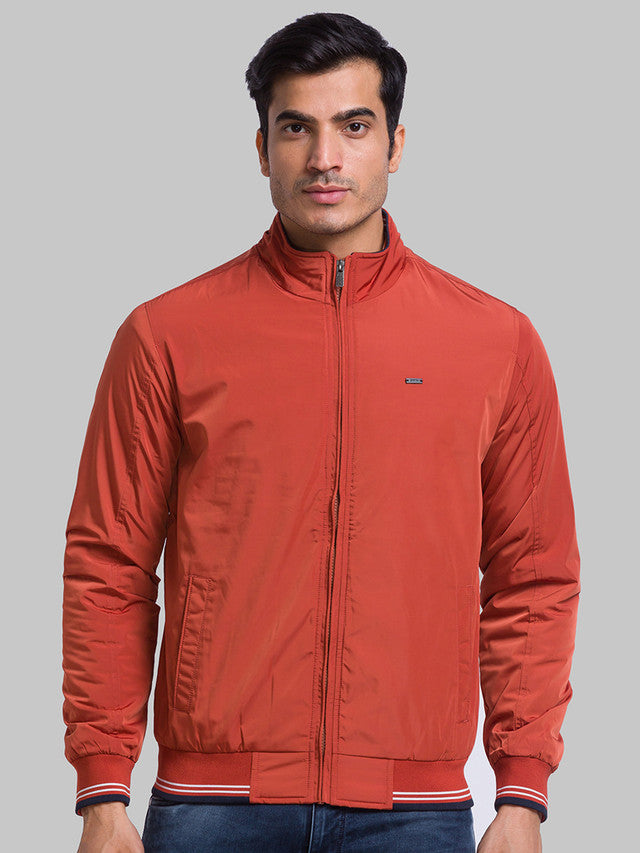 Parx Men Orange Solid Polyester Jacket – MyRaymond