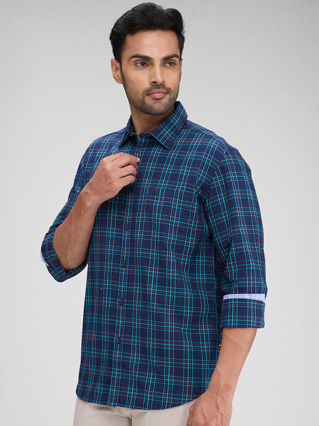Parx Blue Checks Slim Fit Full Sleeve Cotton Shirt – MyRaymond