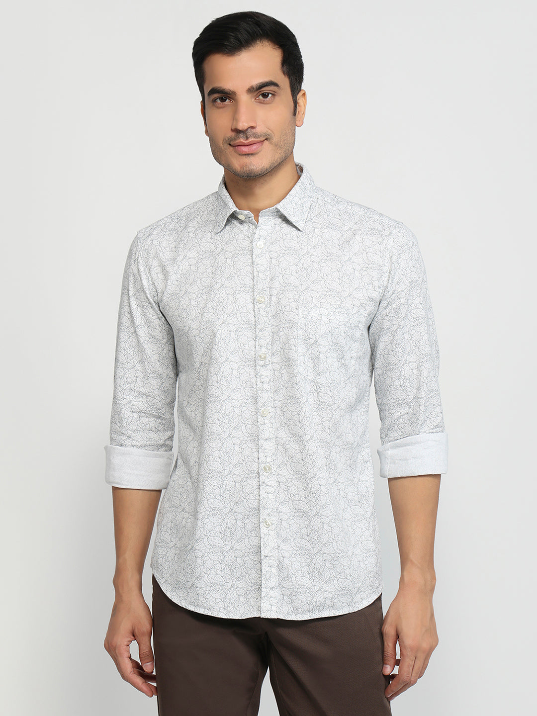 Parx Men White Slim Fit Print Casual Shirt – MyRaymond