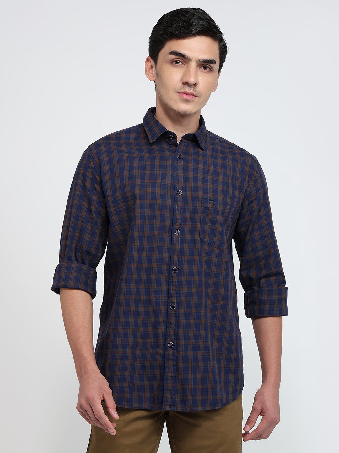 Parx Men Blue Checks Slim Fit Cotton Casual Shirt – MyRaymond