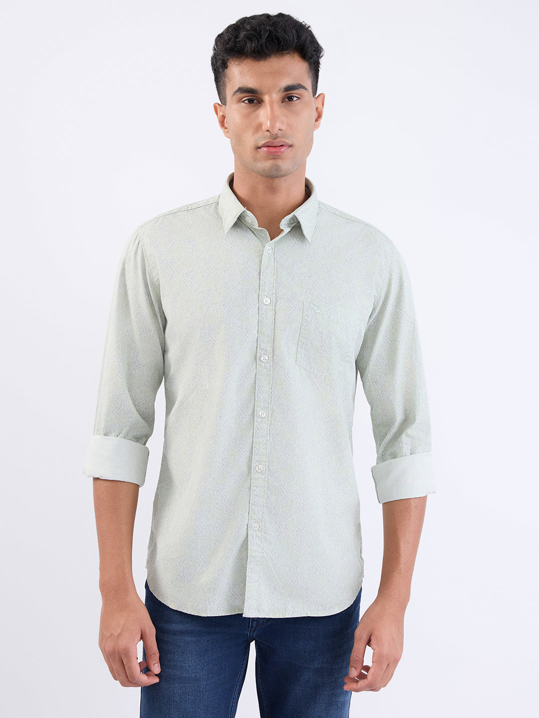 Parx Men Green Printed Slim Fit Cotton Casual Shirt – MyRaymond
