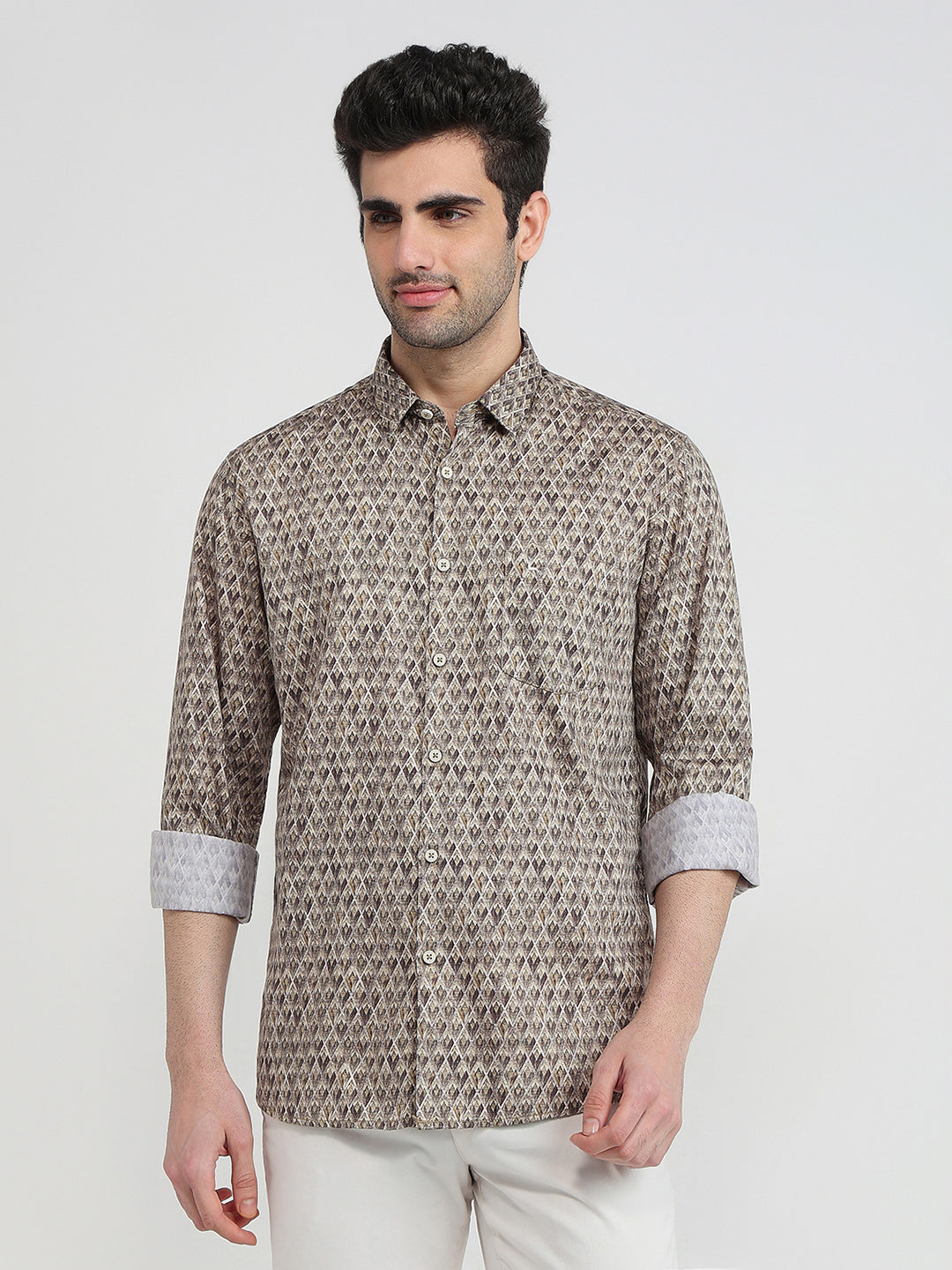 Parx Men Green Slim Fit Printed Casual Shirt – MyRaymond