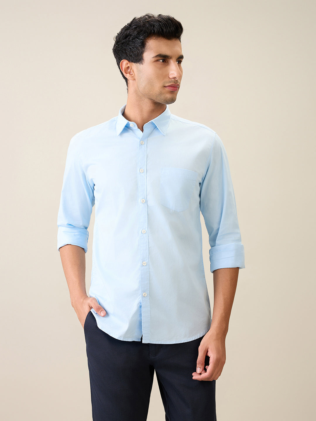 Parx Men Blue Slim Fit Solid Casual Shirt – MyRaymond