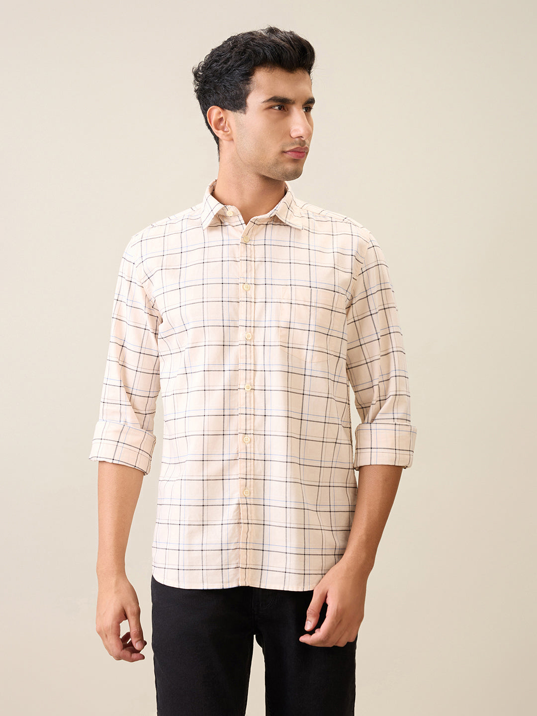 Parx Men Brown Checks Slim Fit Cotton Casual Shirt – MyRaymond