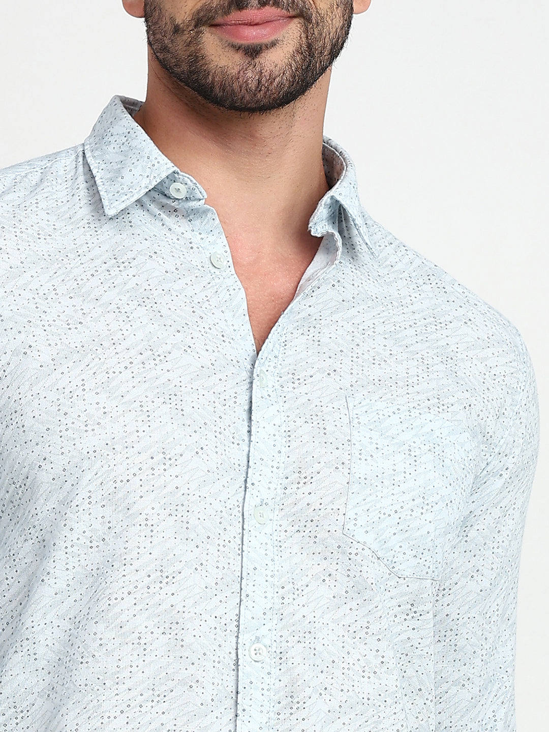 Parx Men Blue Printed Slim Fit Cotton Casual Shirt – MyRaymond