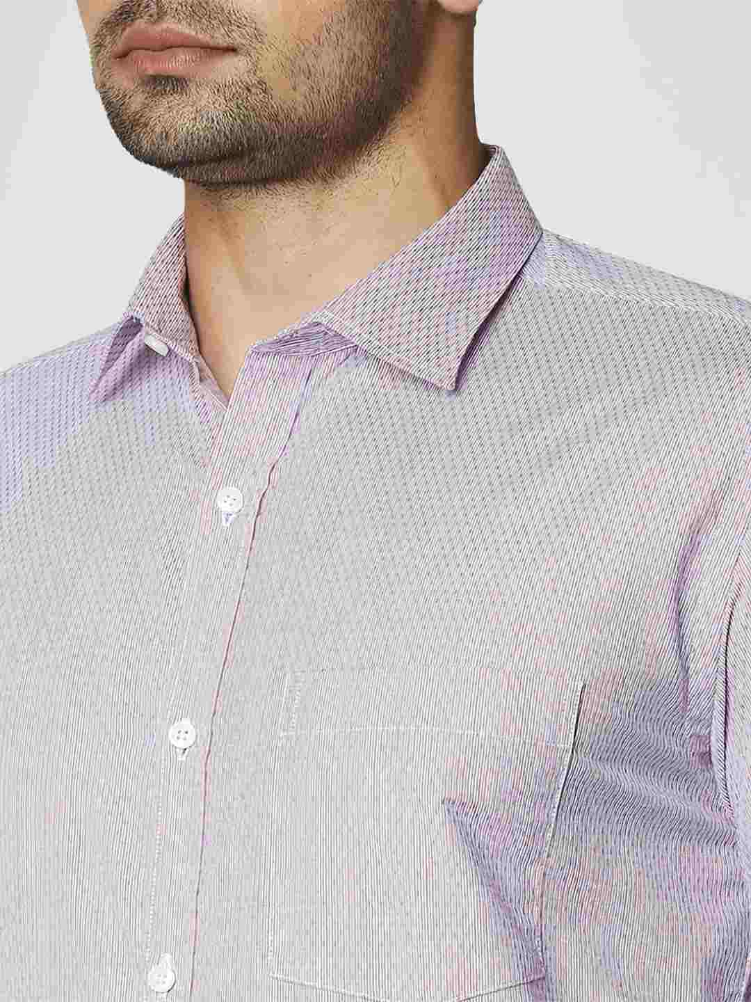 Men Red Slim Fit Stripe Polyester Blend Shirts – MyRaymond