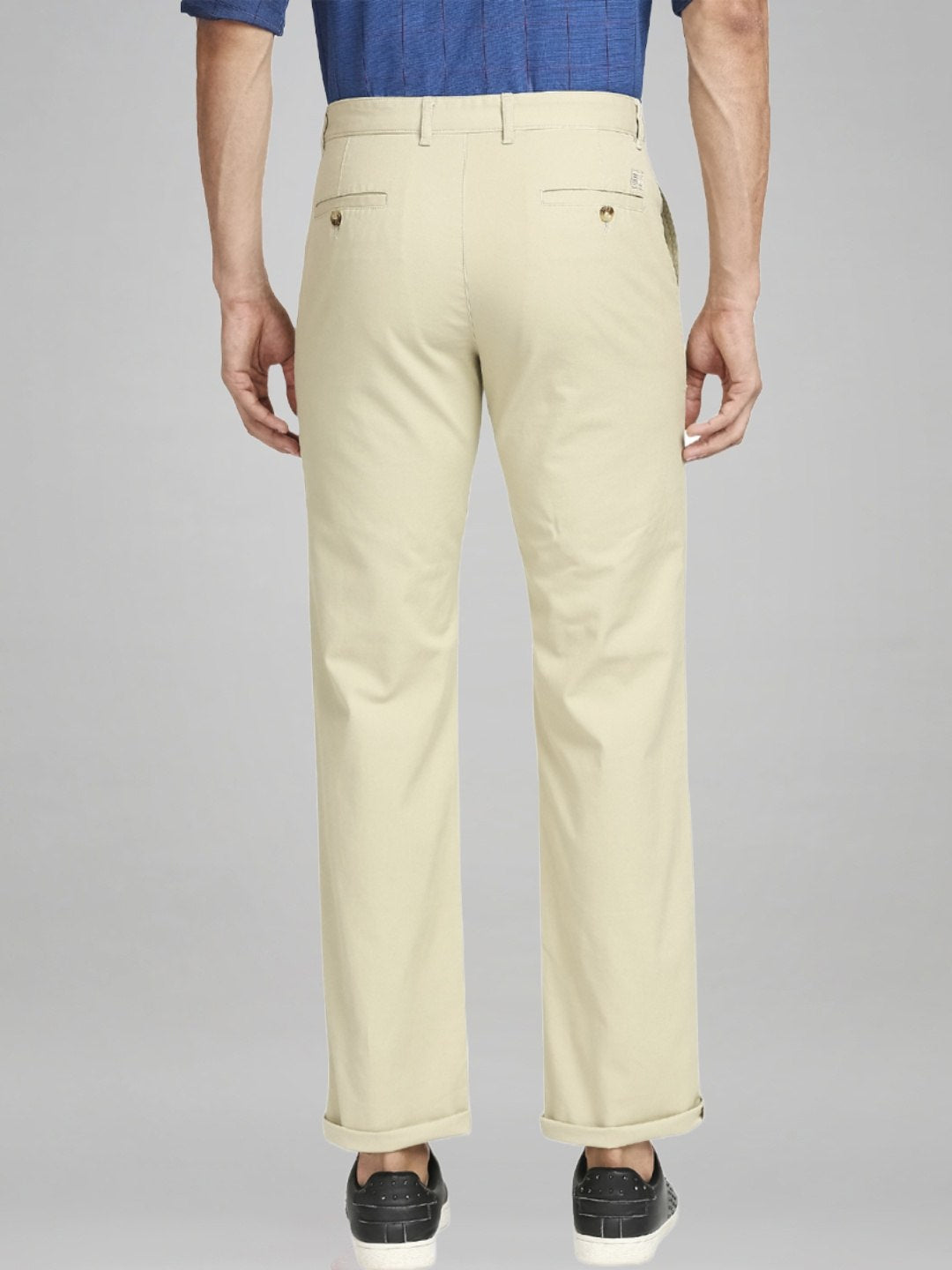 Men Khaki Tailored Fit Solid Cotton Blend Trouser – MyRaymond
