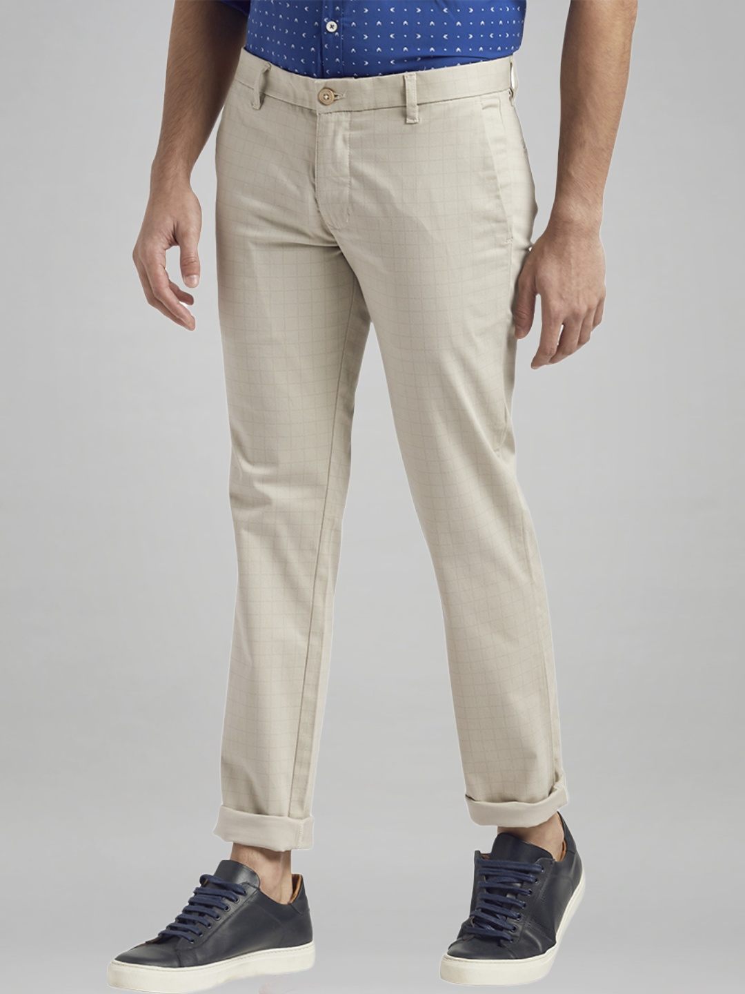 Men Fawn Super Slim Fit Print Cotton Blend Trouser – MyRaymond