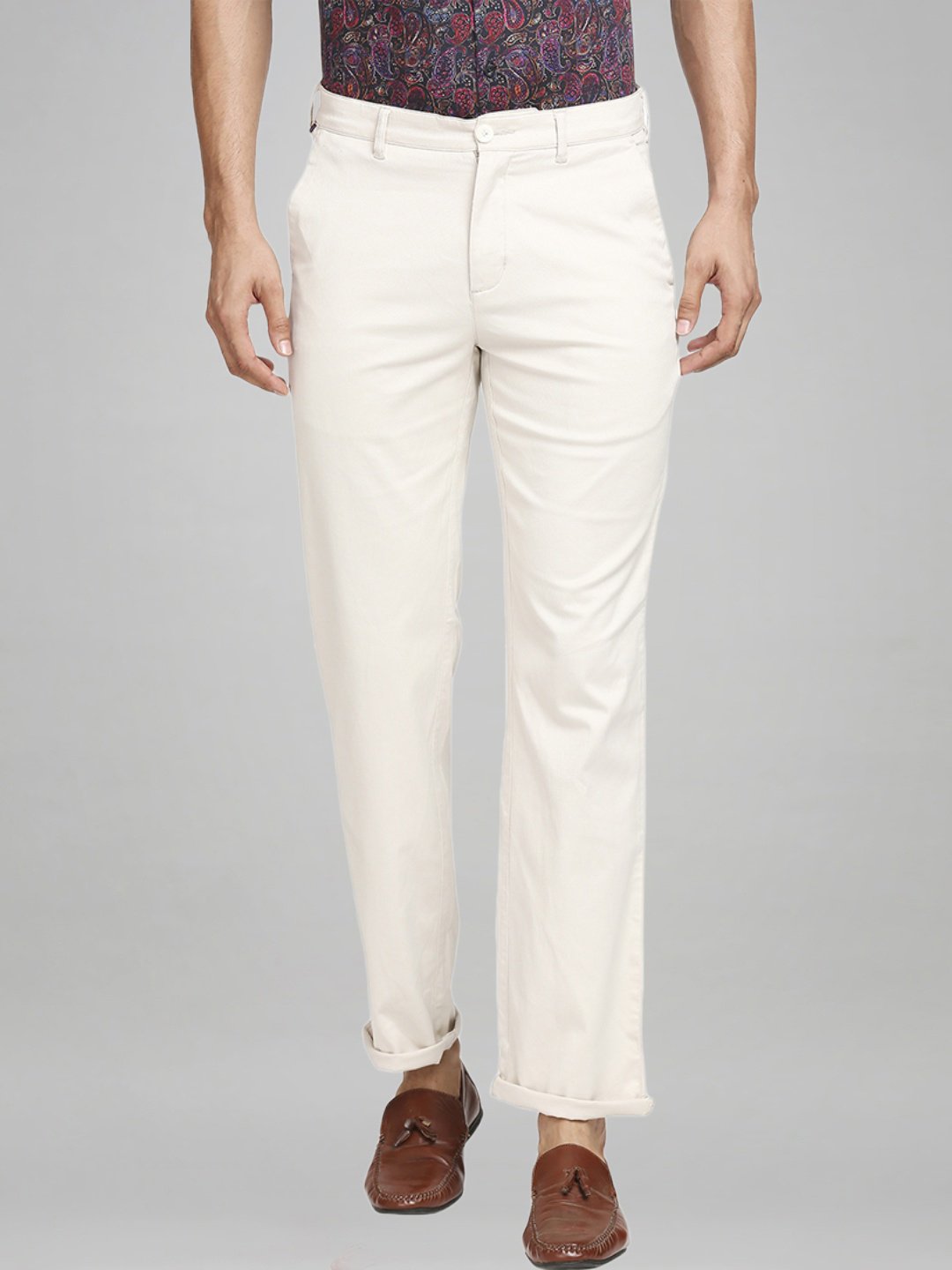 Men Fawn Tailored Fit Solid Cotton Blend Trouser – MyRaymond