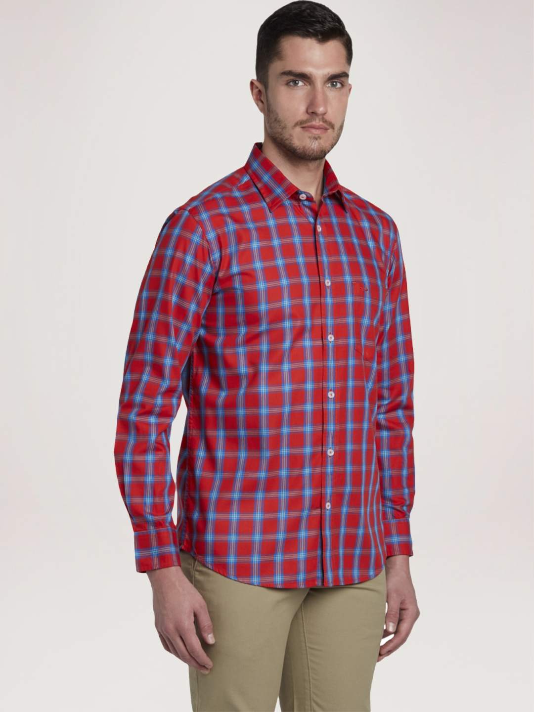 Men Red Tailored Fit Checks Cotton Full Sleeve Shirts – MyRaymond