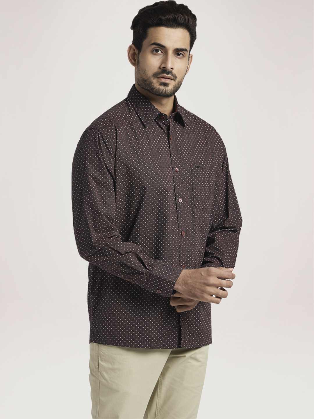 Men Red Classic Fit Print Cotton Full Sleeve Shirts – MyRaymond