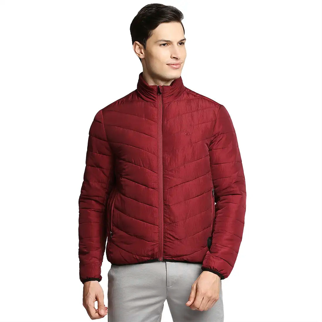 Men Maroon Tailored Fit Solid Nylon Full Sleeve Bomber Jackets – MyRaymond