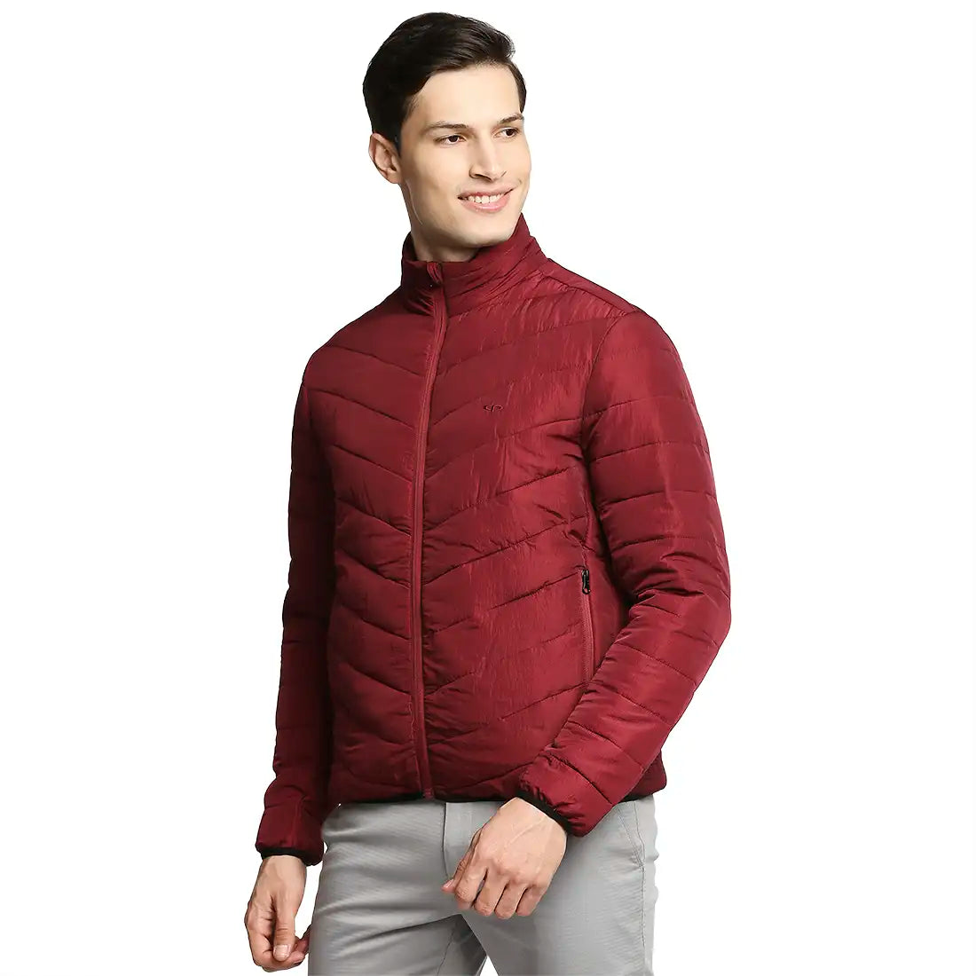 Men Maroon Tailored Fit Solid Nylon Full Sleeve Bomber Jackets – MyRaymond