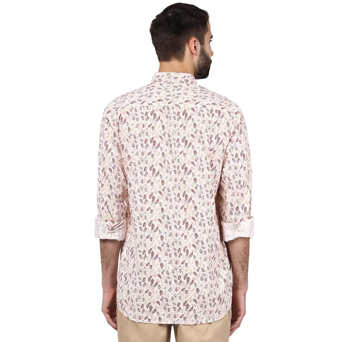 Colorplus Men Orange Print Tailored Fit Cotton Full Sleeve Shirt ...