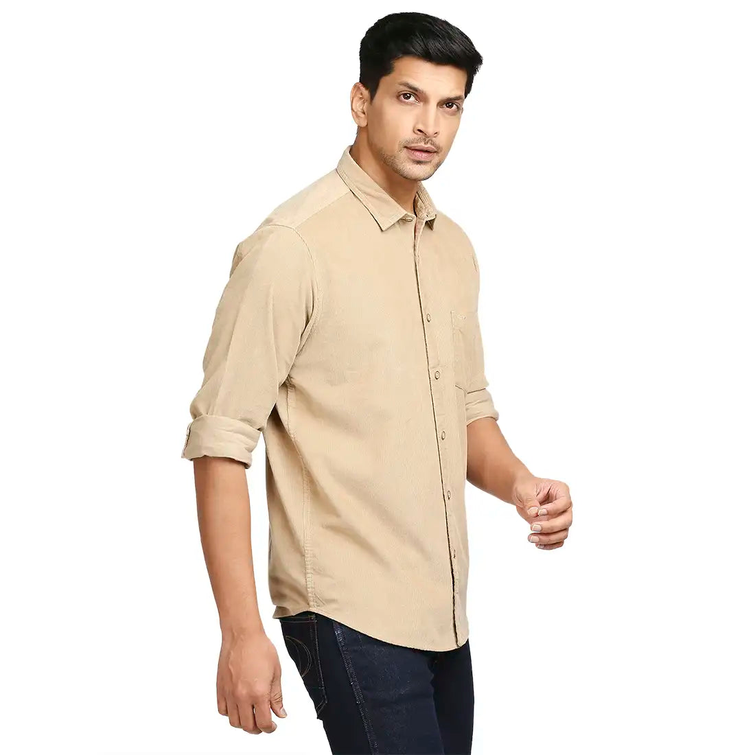 Men Fawn Tailored Fit Solid Piece Dyed Cotton Full Sleeve Shirts ...