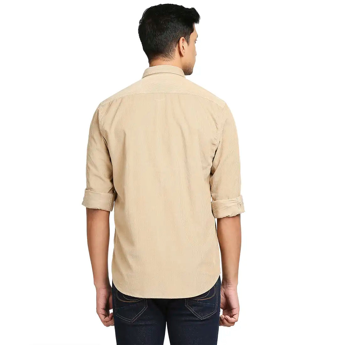 Men Fawn Tailored Fit Solid Piece Dyed Cotton Full Sleeve Shirts ...