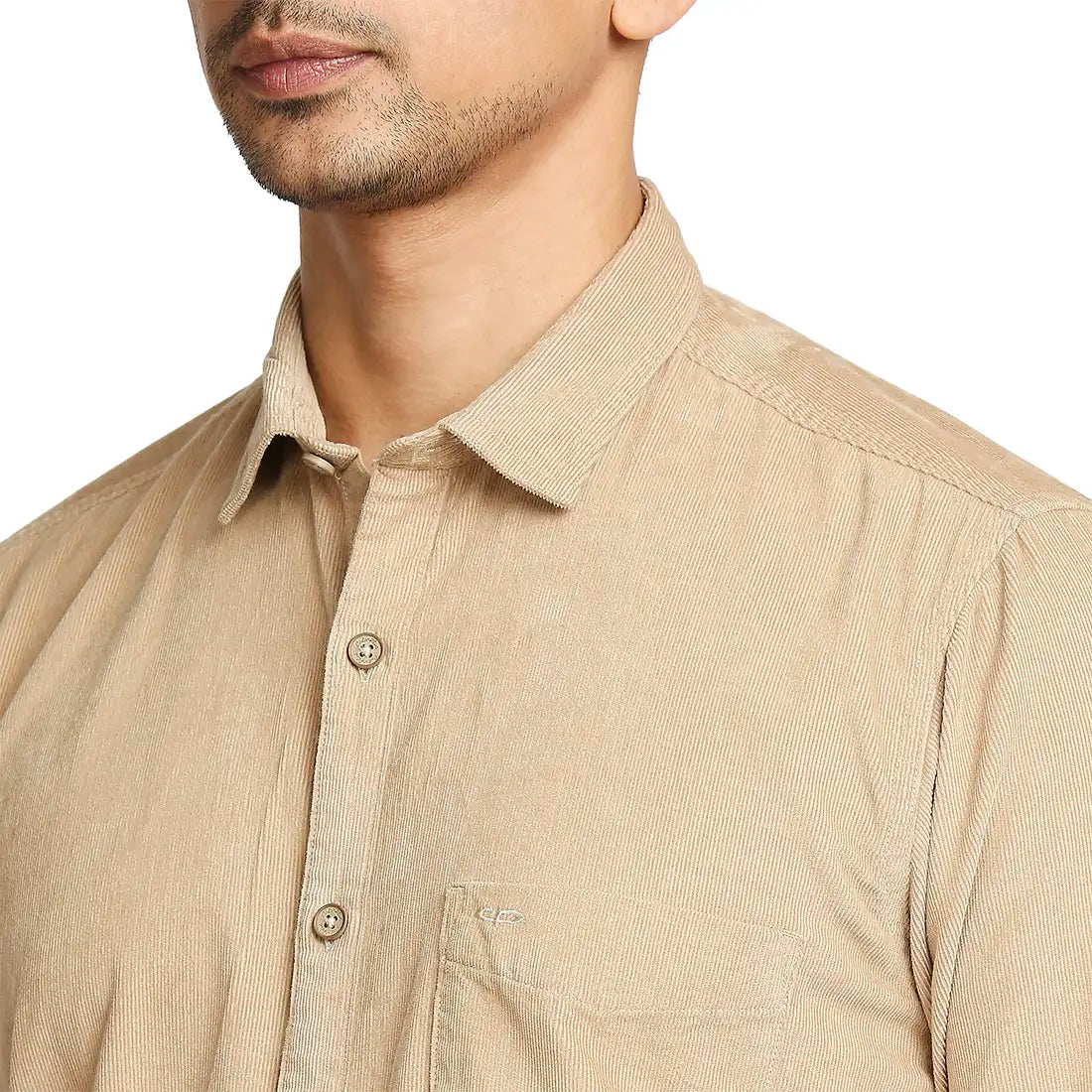 Men Fawn Tailored Fit Solid Piece Dyed Cotton Full Sleeve Shirts ...