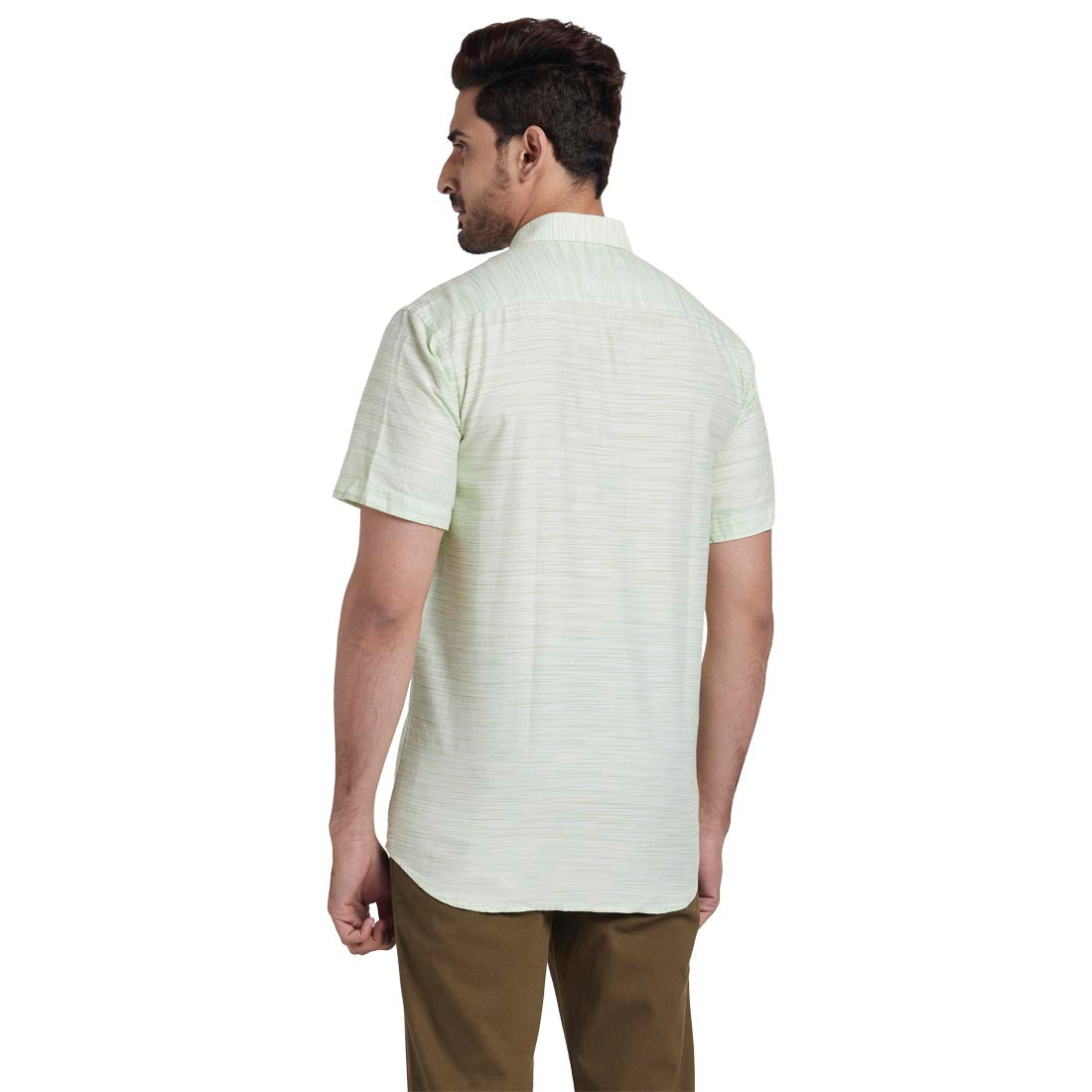 ColorPlus Men Green Solid Tailored Fit Cotton Half Sleeve Shirt – MyRaymond