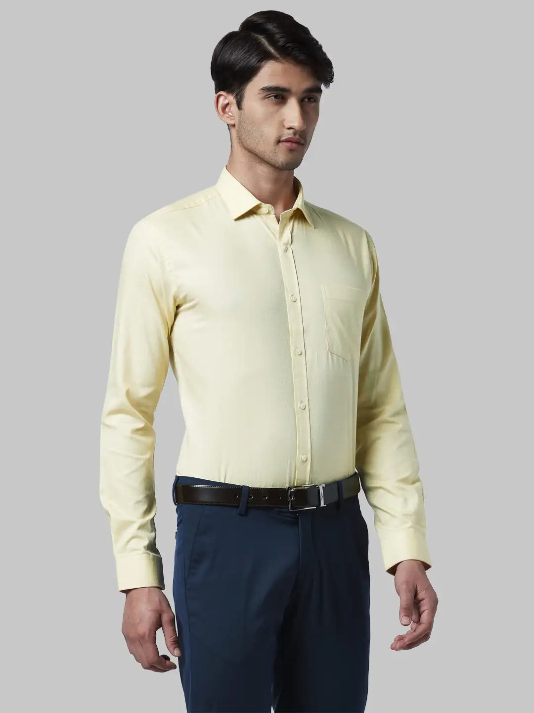 Men Yellow Super Slim Fit Dobby Cotton Shirts – MyRaymond