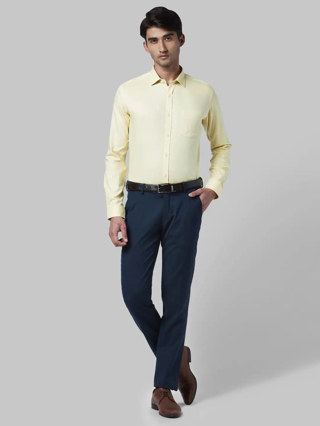 Men Yellow Super Slim Fit Dobby Cotton Shirts – MyRaymond