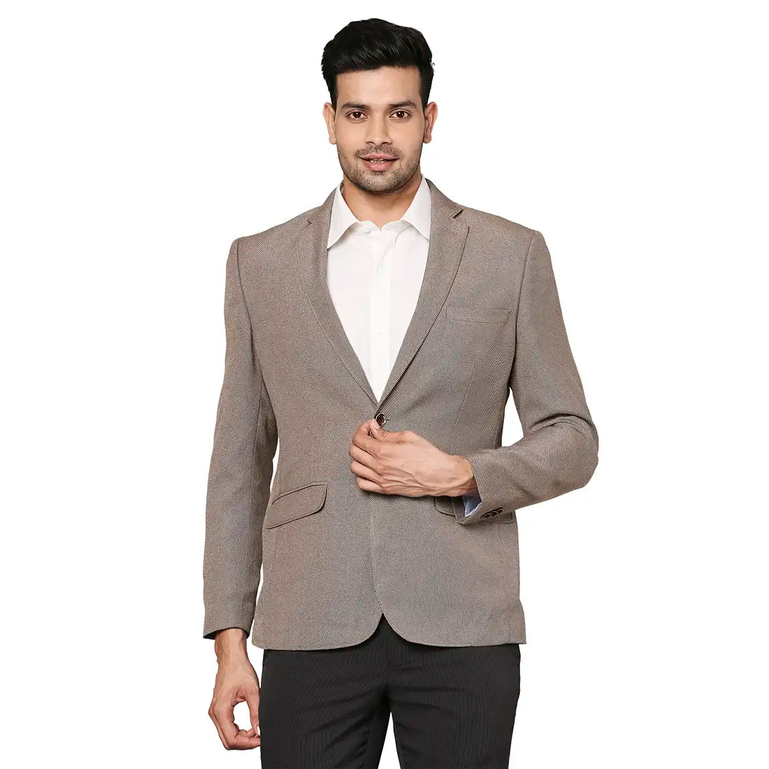Men Brown Super Slim Fit Twill Rayon Blend Jackets – MyRaymond