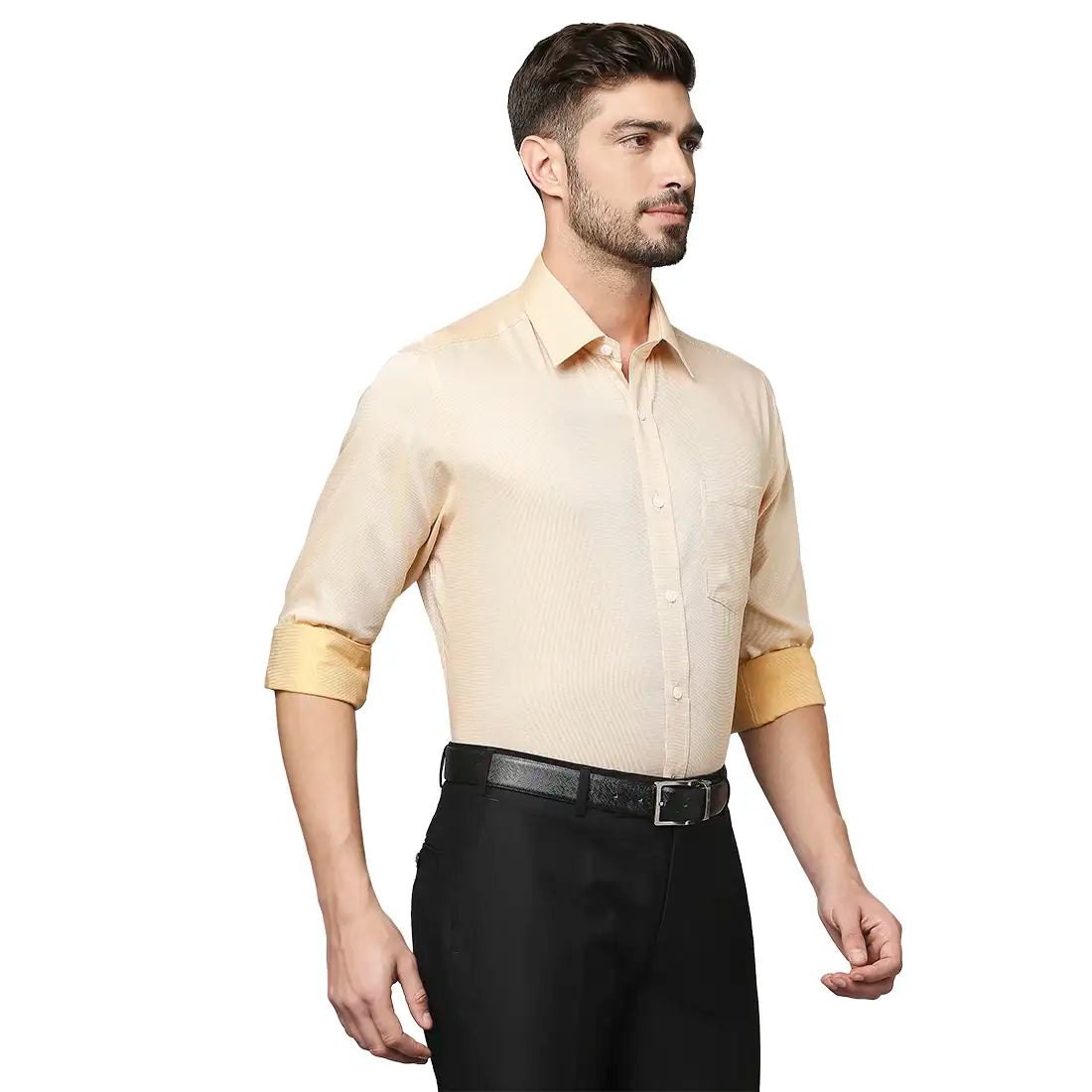 Men Fawn Regular Fit Structure Cotton Full Sleeve Ainsley Collar Shirt ...