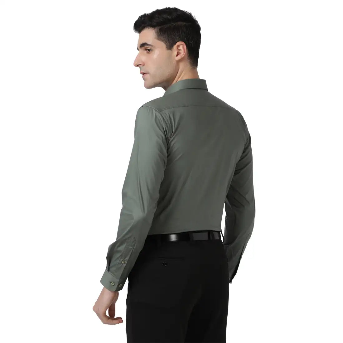 Men Green Super Slim Fit Solid Cotton Blend Shirts – MyRaymond