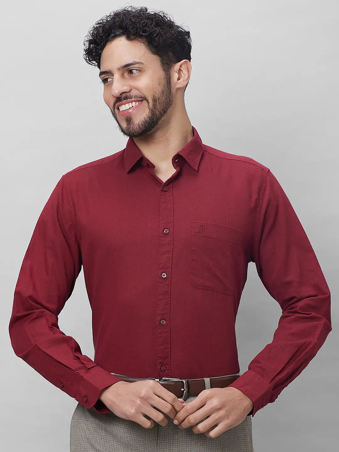 Raymond Men Red Solid Slim Fit Linen Blend Shirts – MyRaymond