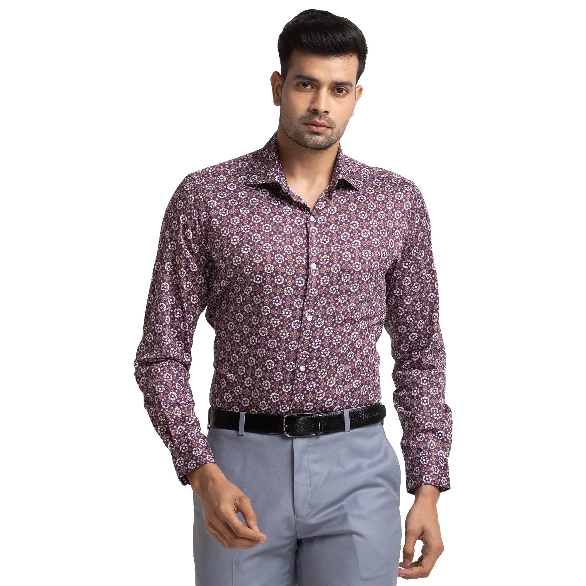 Raymond Men Violet Print Contemporary Fit Cotton Shirts – MyRaymond
