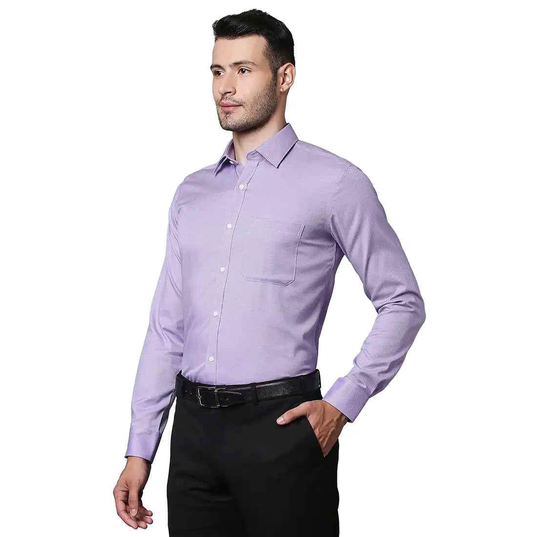 Men Violet Contemporary Fit Structure Cotton Full Sleeve Shirts – MyRaymond