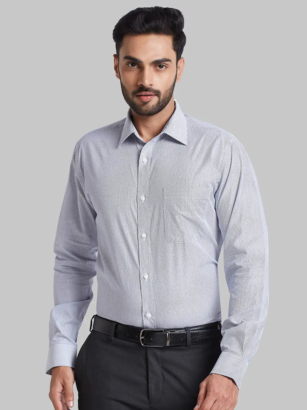 Raymond Men Blue Stripe Slim Fit Cotton Shirts – MyRaymond