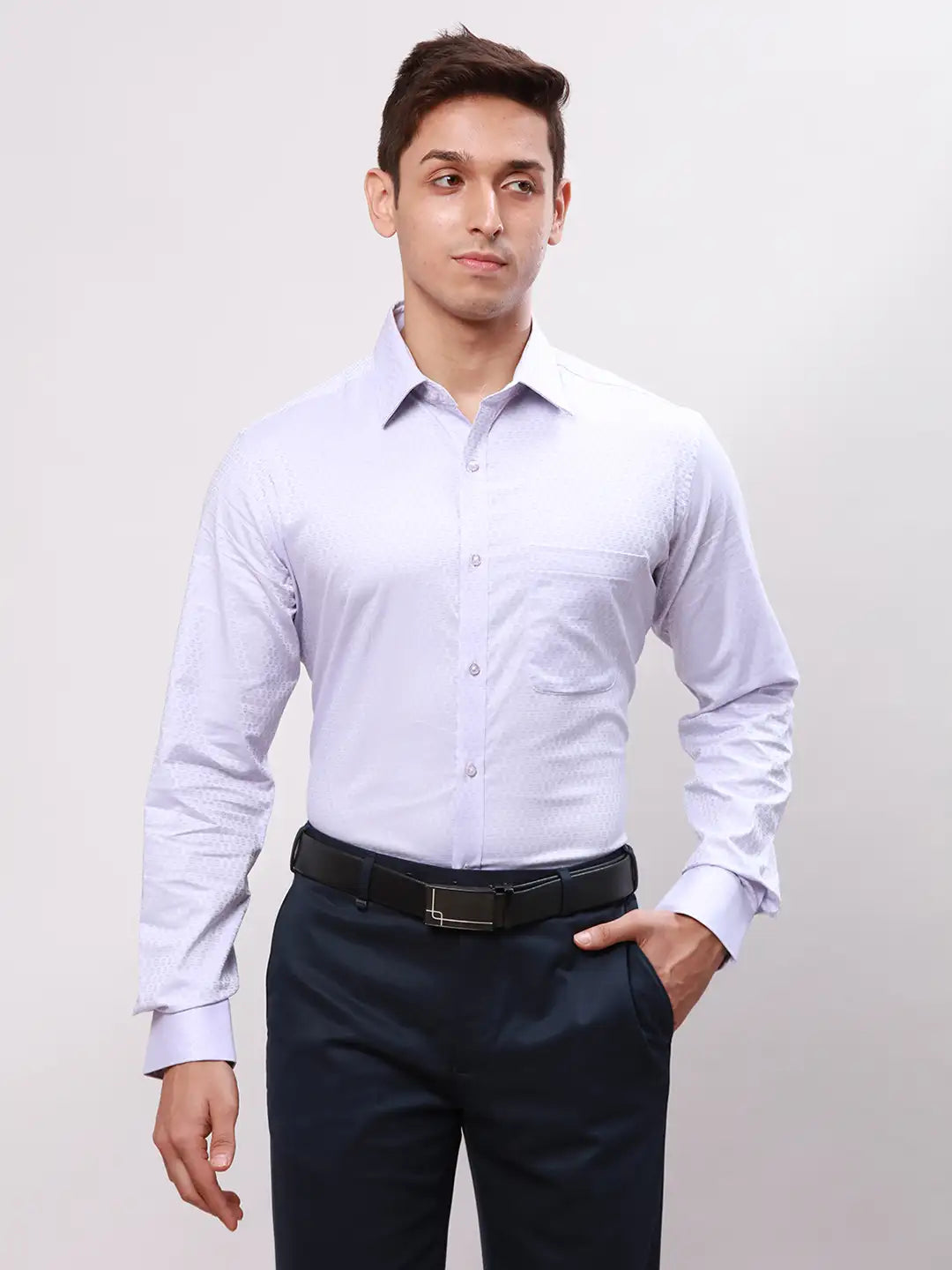 Raymond Men Violet Slim Fit Structure Cotton Shirts – MyRaymond