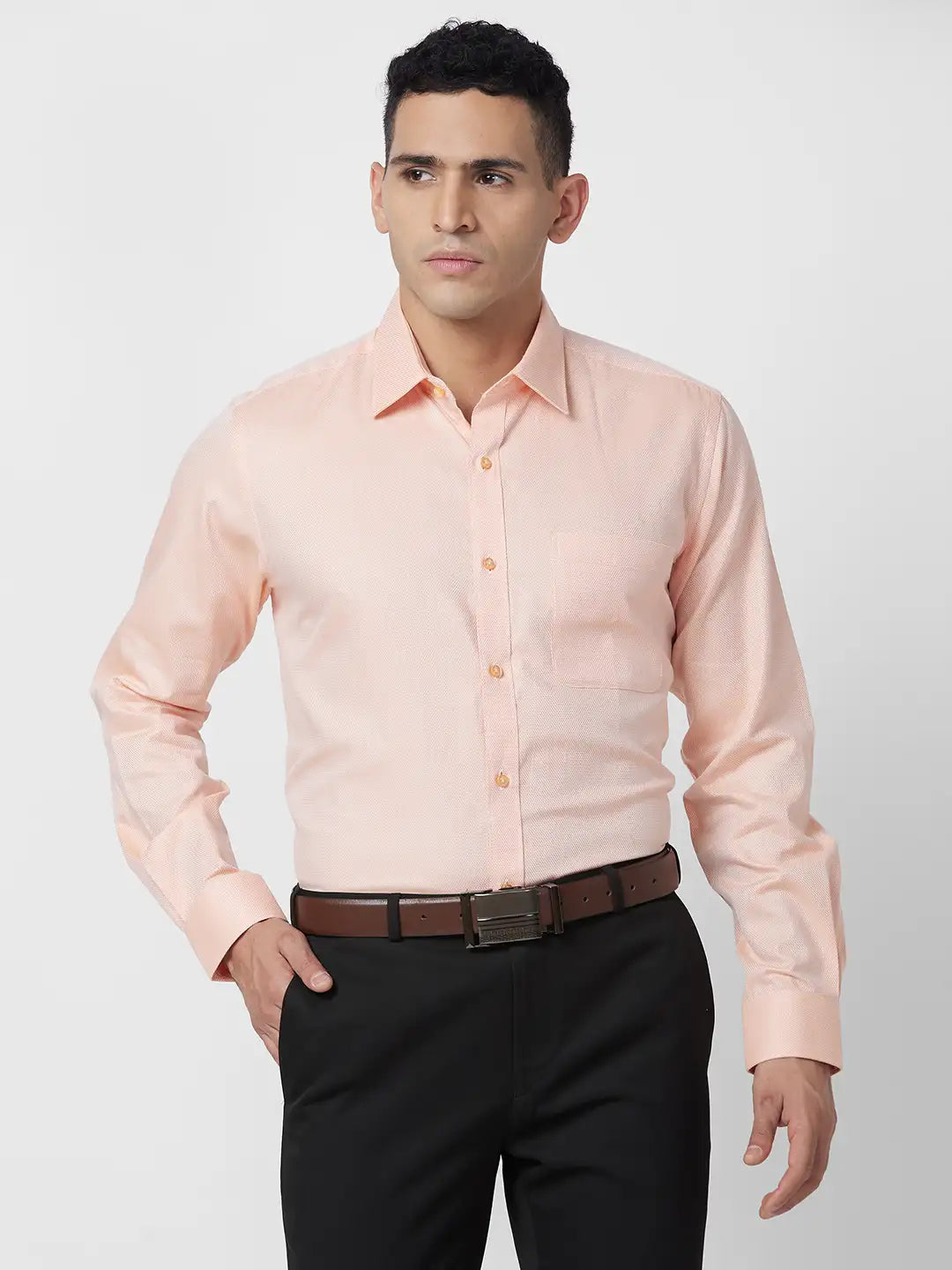 Raymond Men Orange Structure Regular Fit Cotton Shirt – MyRaymond