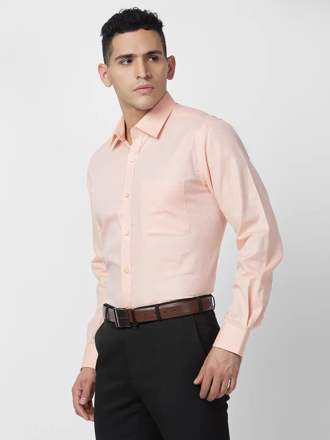 Raymond Men Orange Regular Fit Structure Formal Shirt – MyRaymond