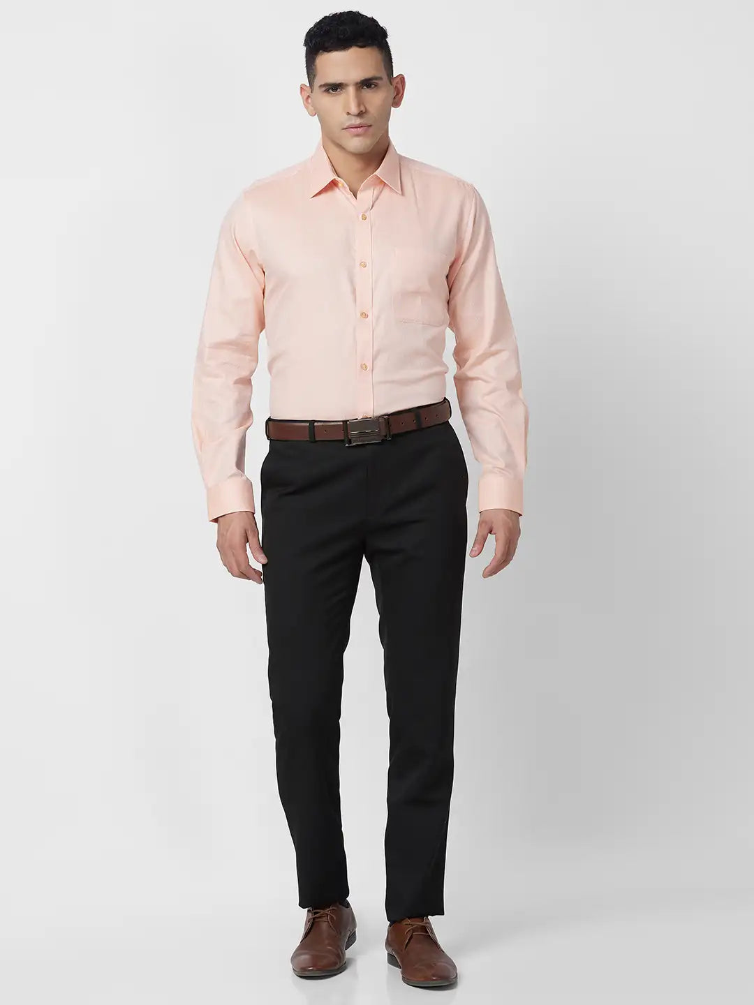 Raymond Men Orange Regular Fit Structure Formal Shirt – MyRaymond
