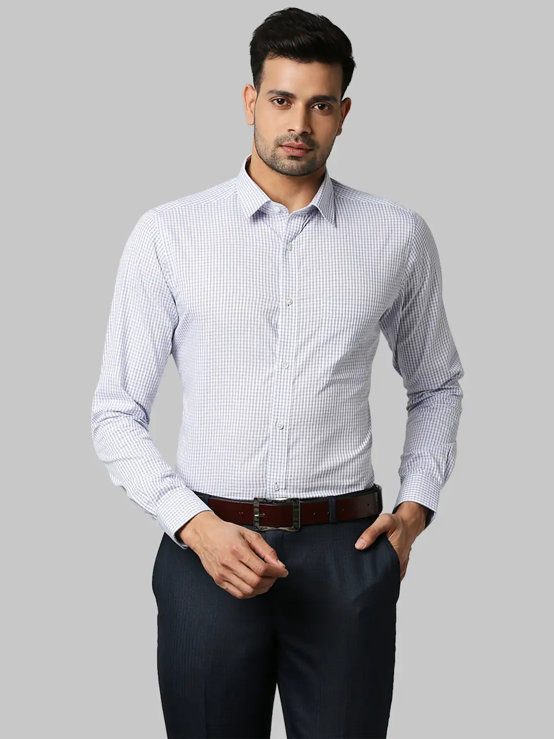 Raymond Men Blue Checks Slim Fit Cotton Shirts – MyRaymond