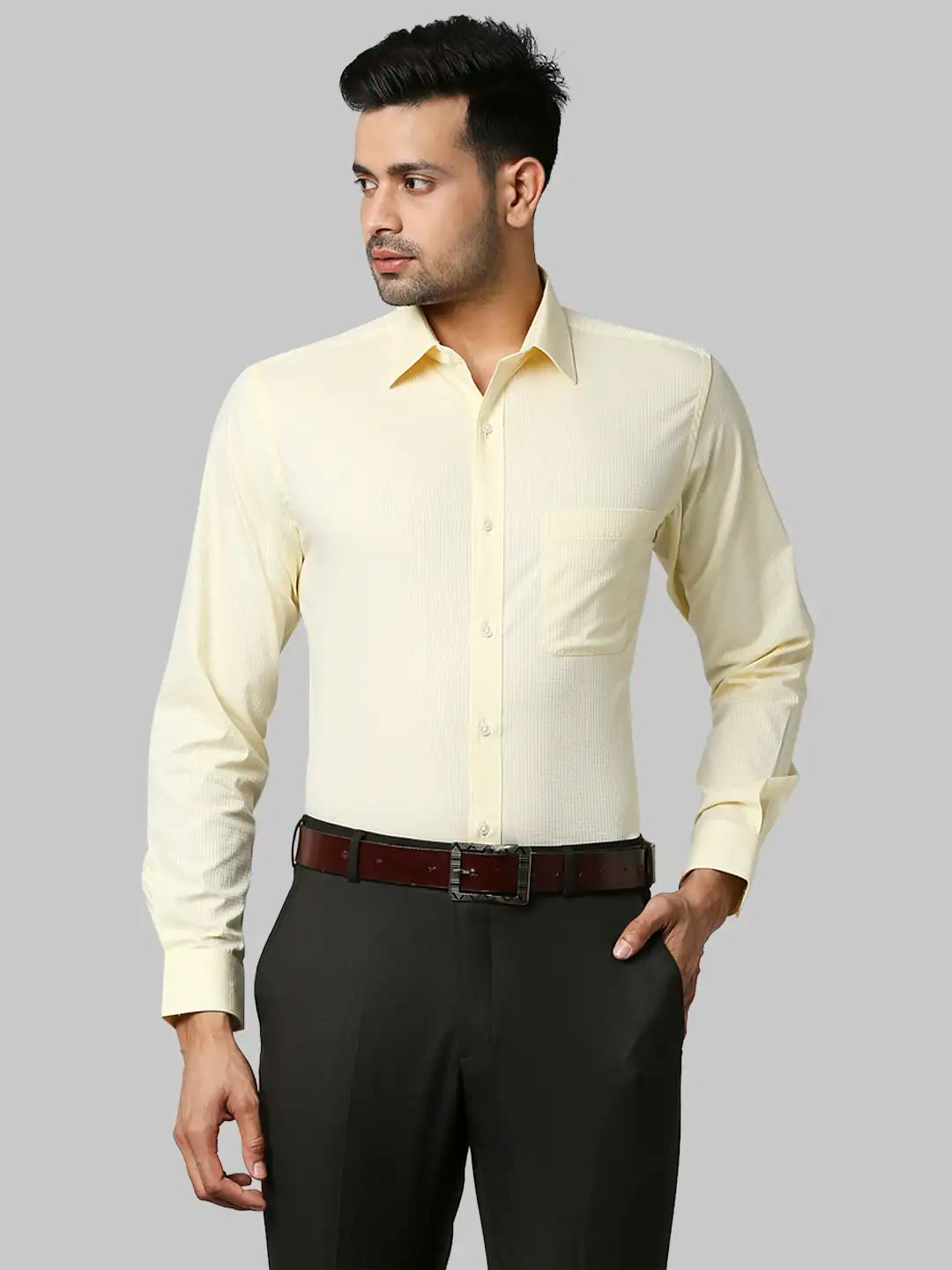 Raymond Men Yellow Checks Slim Fit Cotton Shirts – MyRaymond