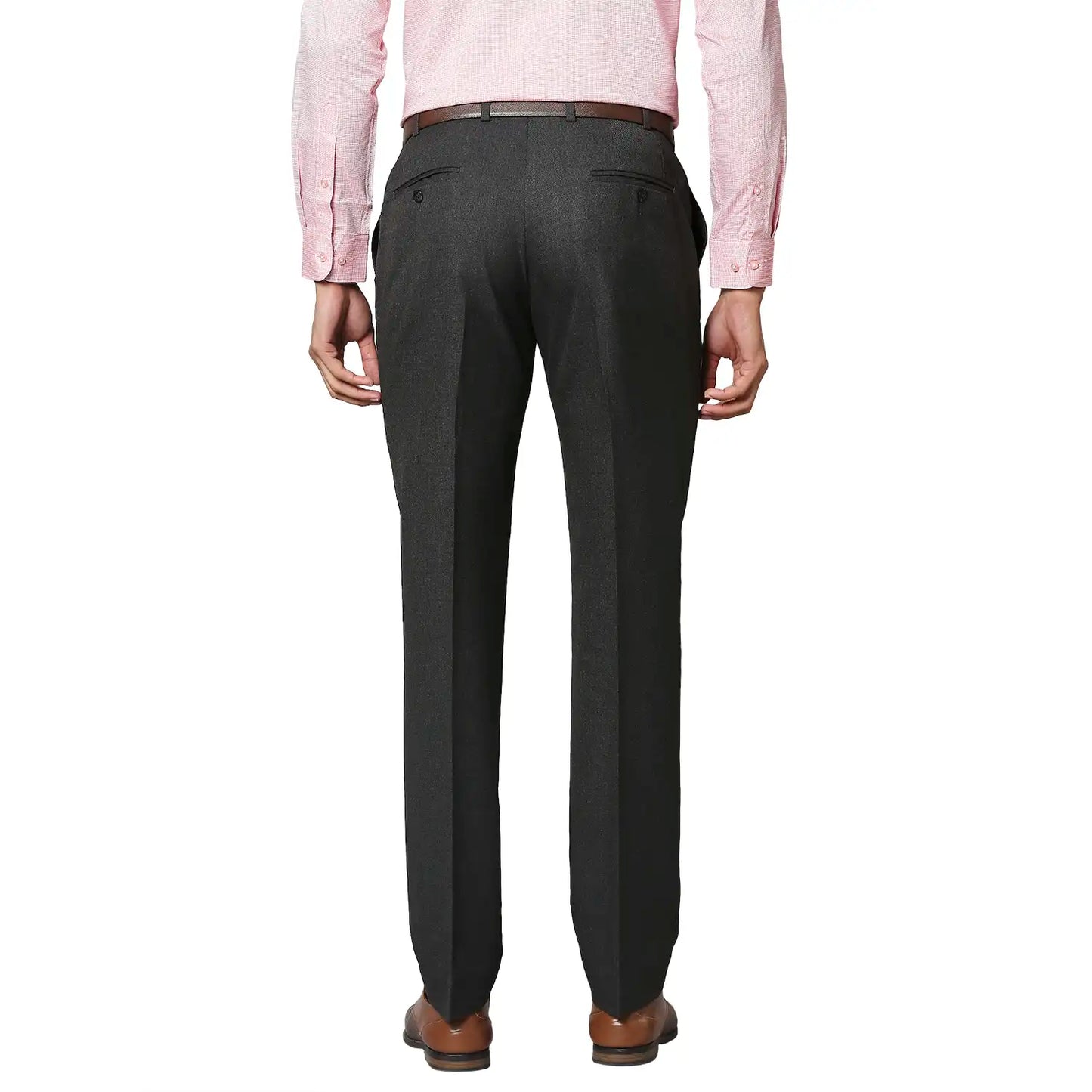 Men Grey Classic Fit Solid Polyester Blend Trouser – MyRaymond