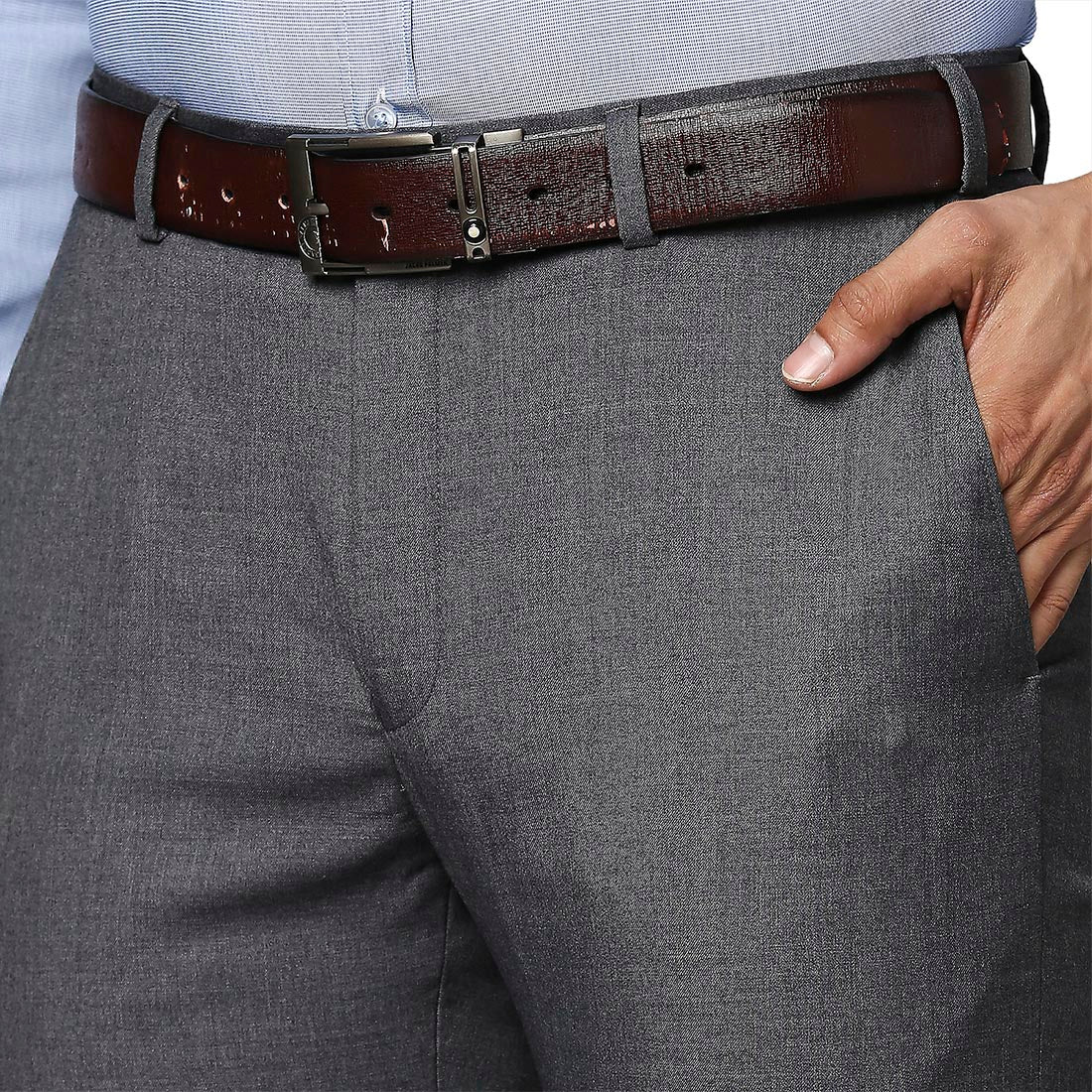 Men Grey Slim Fit Solid Terylene Blend Trouser – MyRaymond