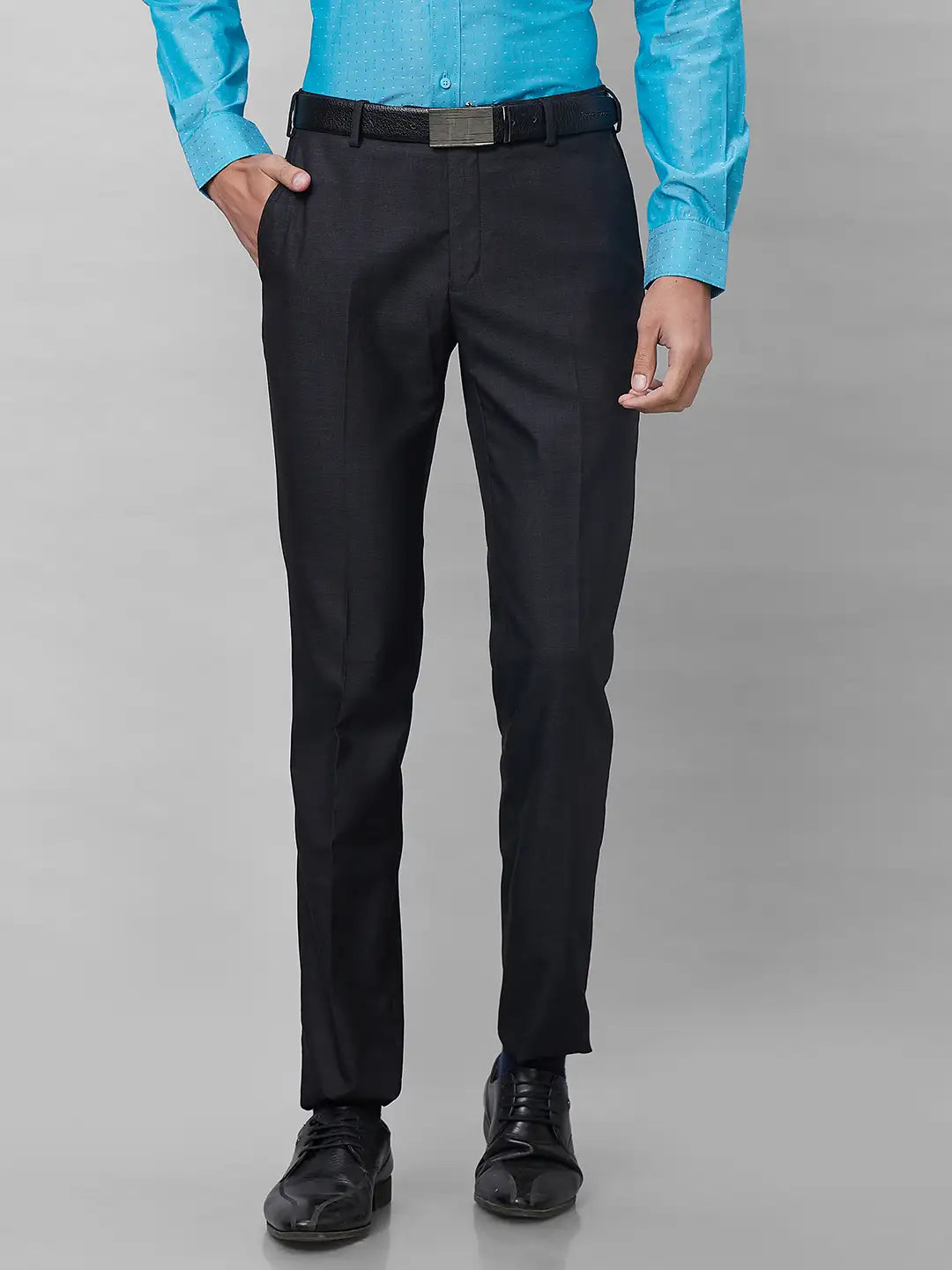 Raymond Men Black Slim Fit Solid Trouser – MyRaymond