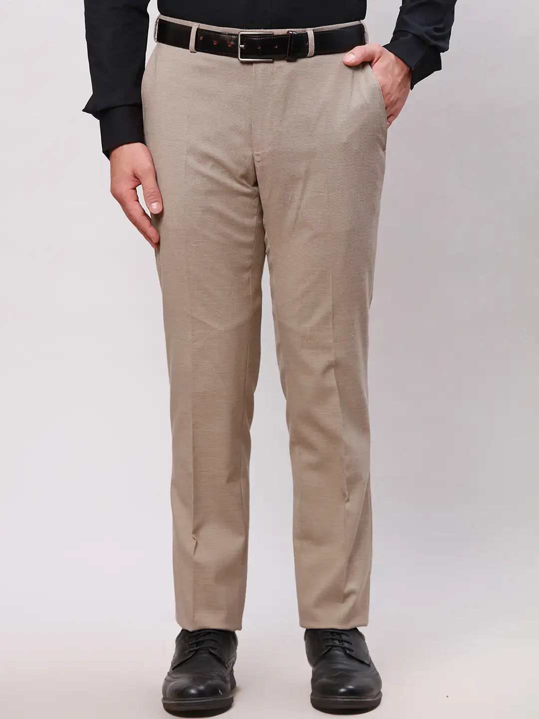 Raymond Men Fawn Slim Fit Solid Polyester Trousers – MyRaymond