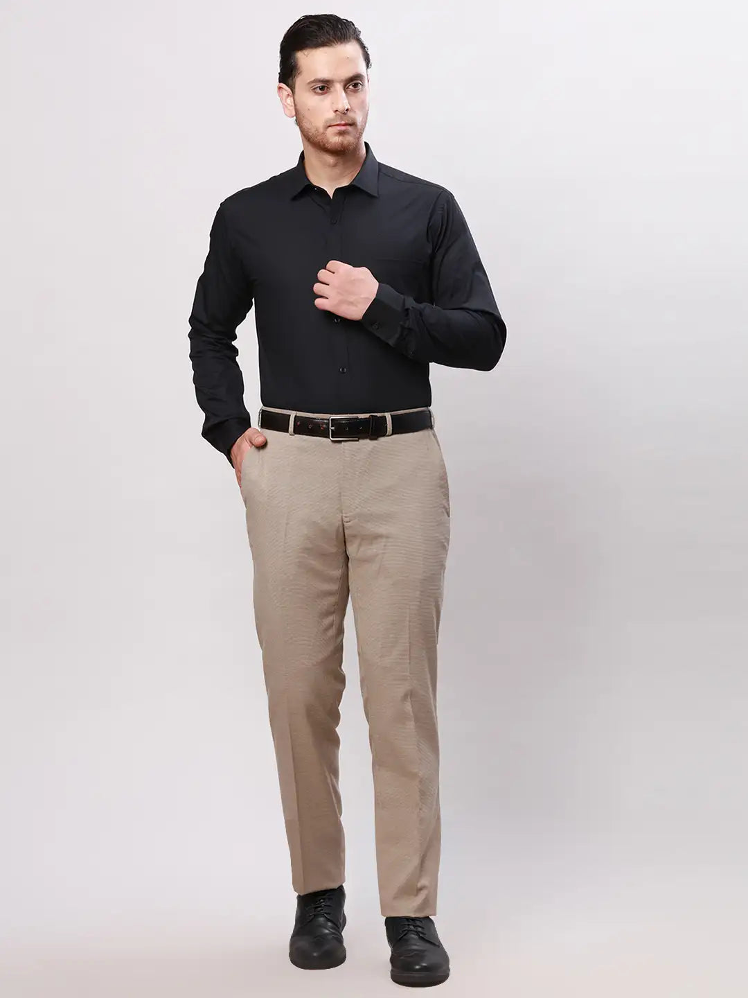 Raymond Men Fawn Slim Fit Solid Polyester Trousers – MyRaymond