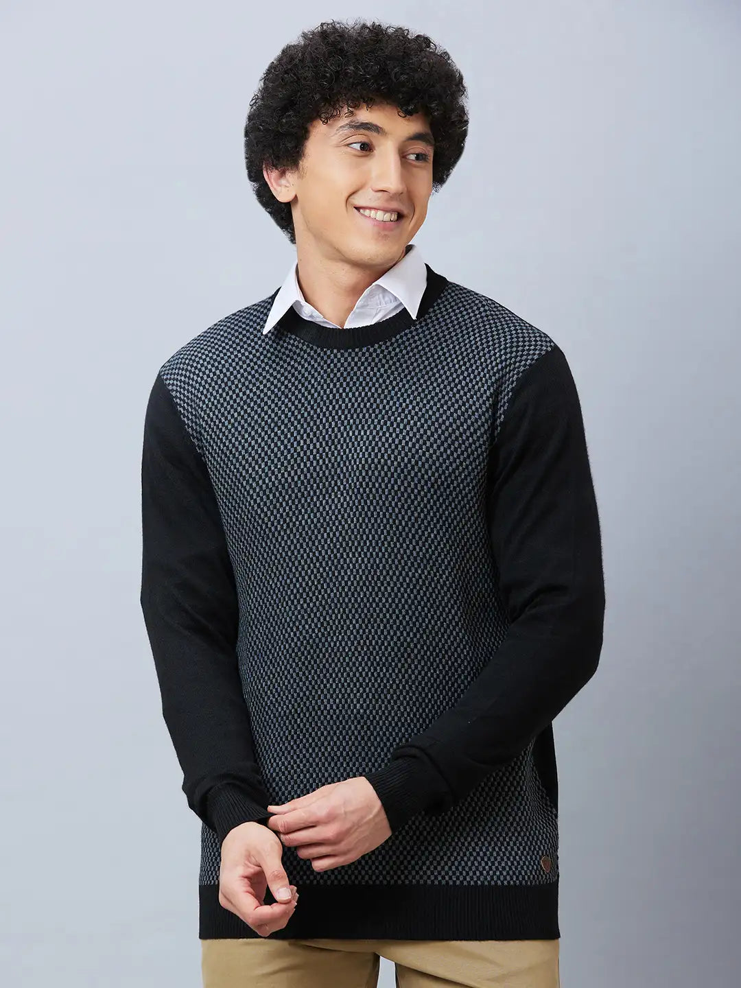 Raymond Men Black Jacquard Acrylic Blend Winter Wear – MyRaymond