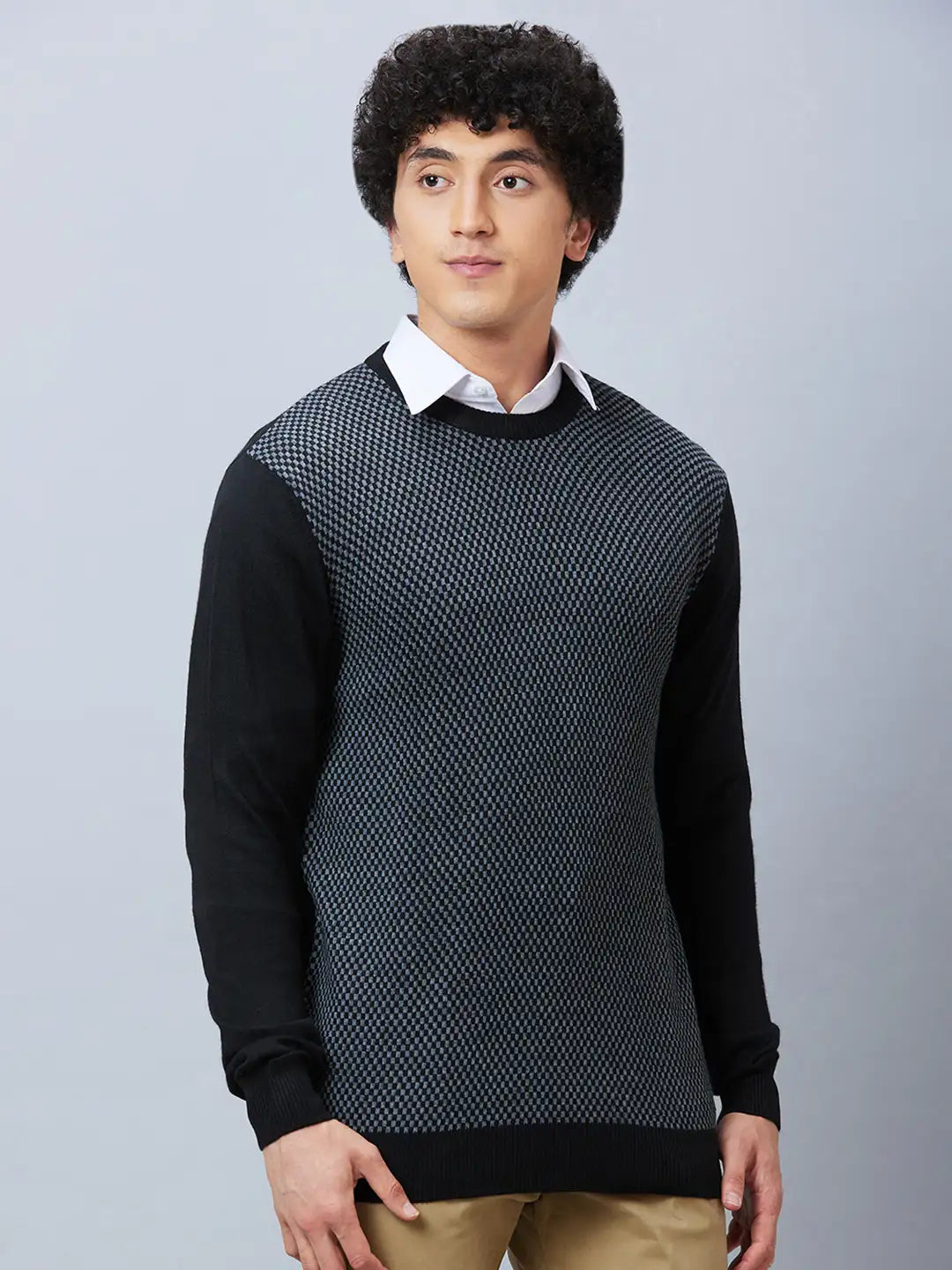 Raymond Men Black Jacquard Acrylic Blend Winter Wear – MyRaymond