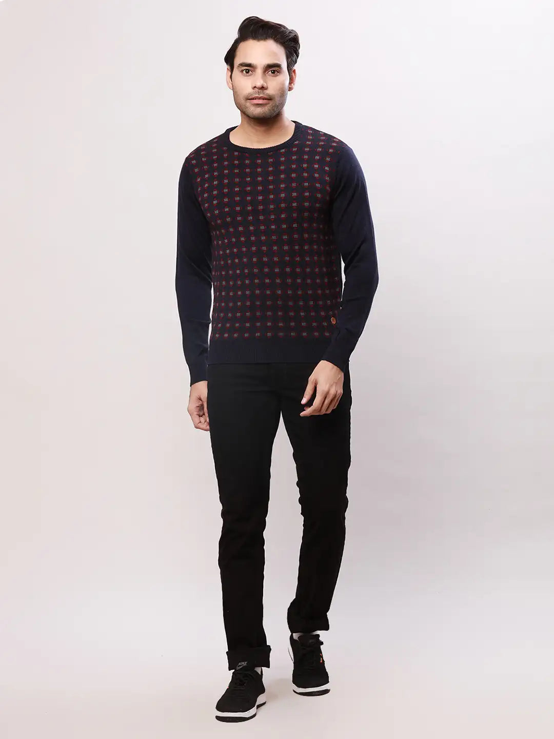 Raymond Men Blue Jacquard Acrylic Blend Sweaters – MyRaymond