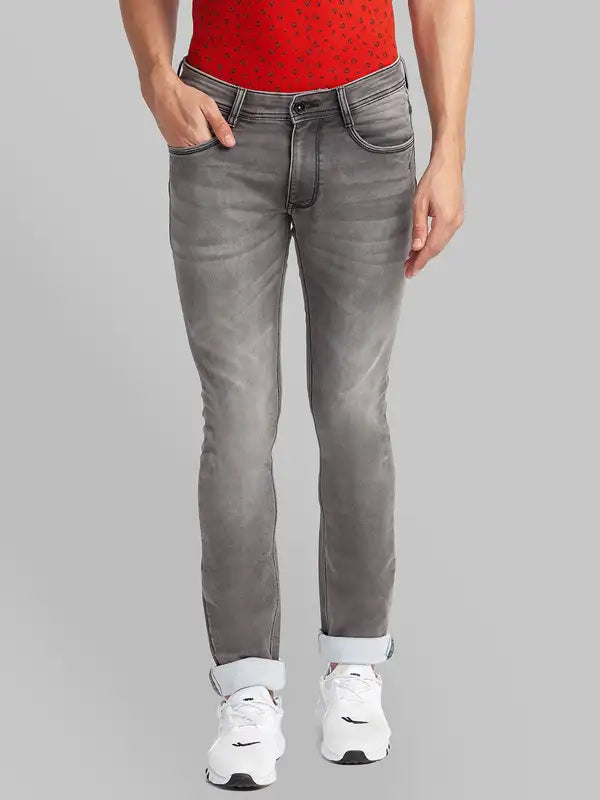 Men Black Slim Tapered Fit Plain Polyester Blend Jeans – MyRaymond